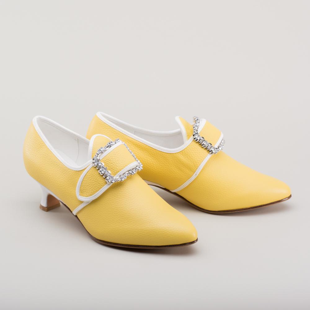 Dunmore 18th Century Shoes (Yellow/White) – American Duchess - Europe