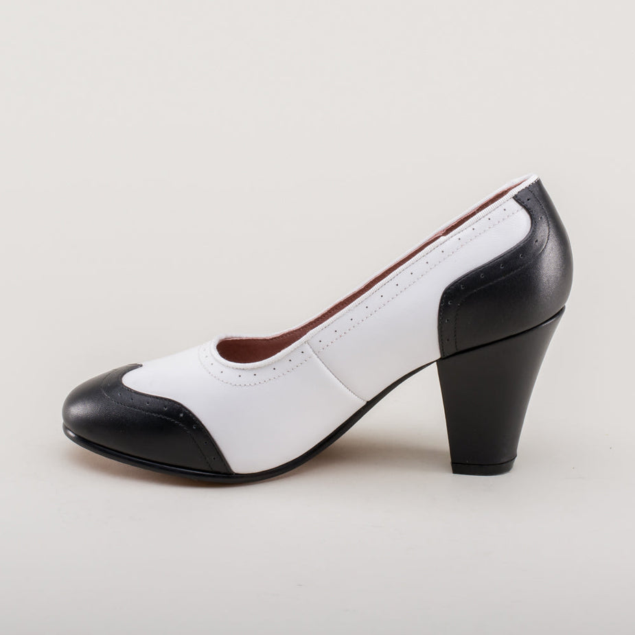 Peggy Women's 1940s Spectator Pumps (Black/White) – American Duchess ...
